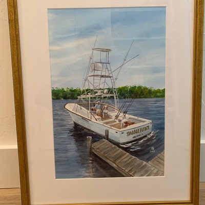 Custom Painting 12x18 CENTER CONSOLE Hand Made Art Sportfishing Florida ...