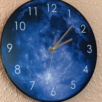 Blue Moon Moon Wall Clock Room Decor Wall Clock Unique Wall Decor Gift ...
