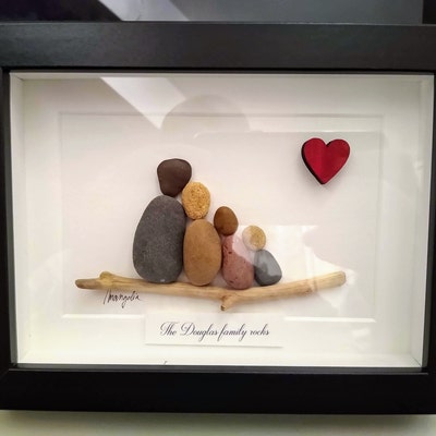 Pebble Art Family of 4, Pebble Art Picture, Pebble Art Family of Four ...