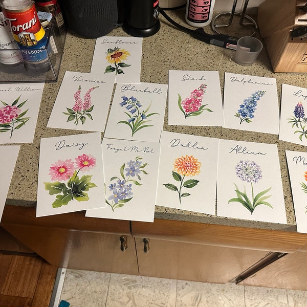 Wildflower Table Numbers, Floral Table Numbers, Watercolor Flower Table ...