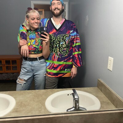 Green Hoodie Crop Top, Psychedelic Clothing, Crop Tops for Women, Rave ...