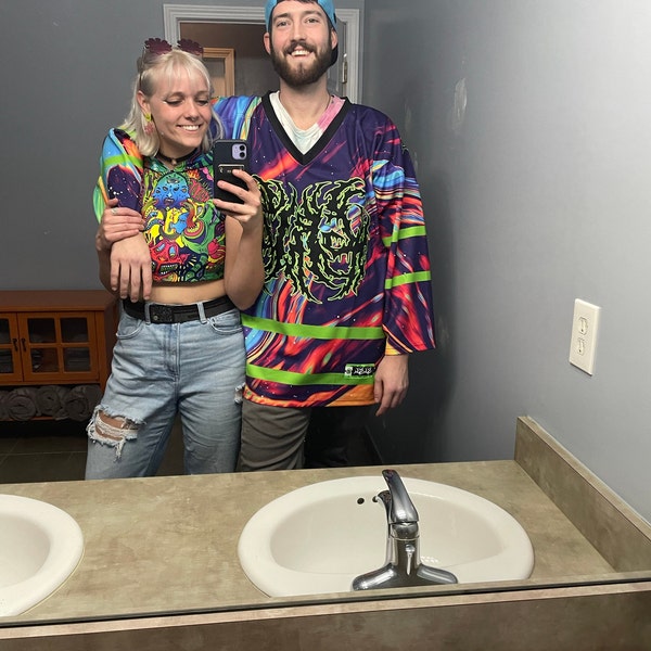 Green Hoodie Crop Top, Psychedelic Clothing, Crop Tops for Women, Rave ...