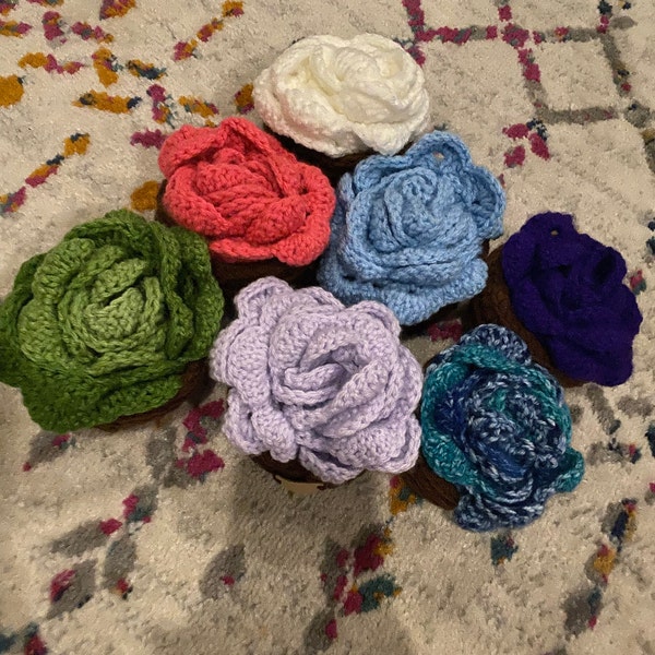 Crochet Pattern-rose POT Into COASTER- Rose Coaster Crochet-flower Rose ...