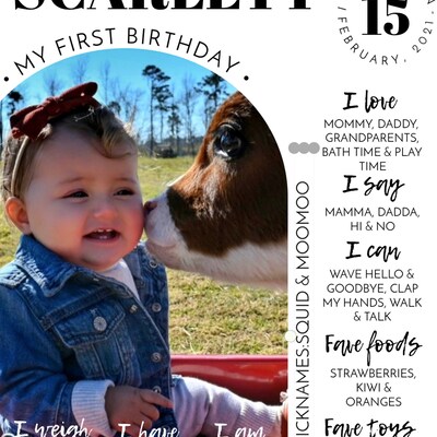 EDITABLE First Birthday Milestone Sign, Modern 1st Birthday Milestone ...