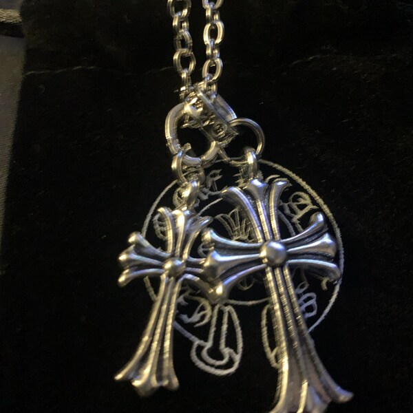 Ch Gothic Style Y2k Punk Necklace Chrome Silver Choke Chain Pendant ...