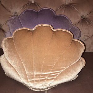 Velvet Big Shell Pillow purple, Decorative Shell Pillow, Shell Cushion ...