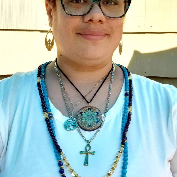 GARNET & CITRINE Mala Beads, Egyptian Goddess Isis | 108 Bead Crystal ...