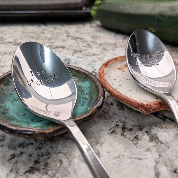 Ceramic Tea Bag and Spoon Rest Clay Mini Emerald Green Spoon Rest ...
