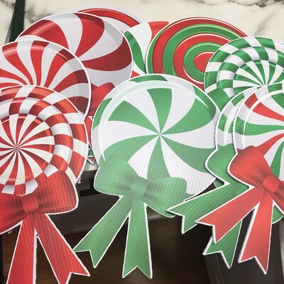 Christmas Peppermint Yard Sign Cutouts, Christmas Candy Theme ...