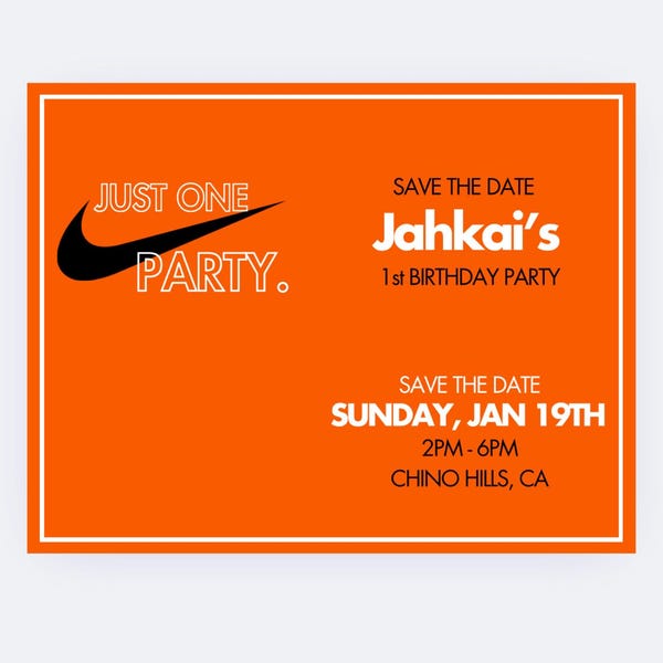 Nike Shoes Party Theme Template Party Invitations and Save the Date ...