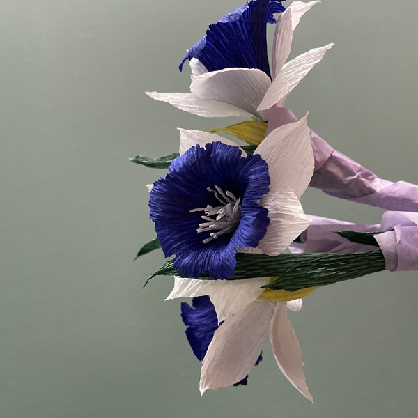 Crepe Paper Hydrangea, Paper Flower, Single Stem, Wedding Anniversary ...