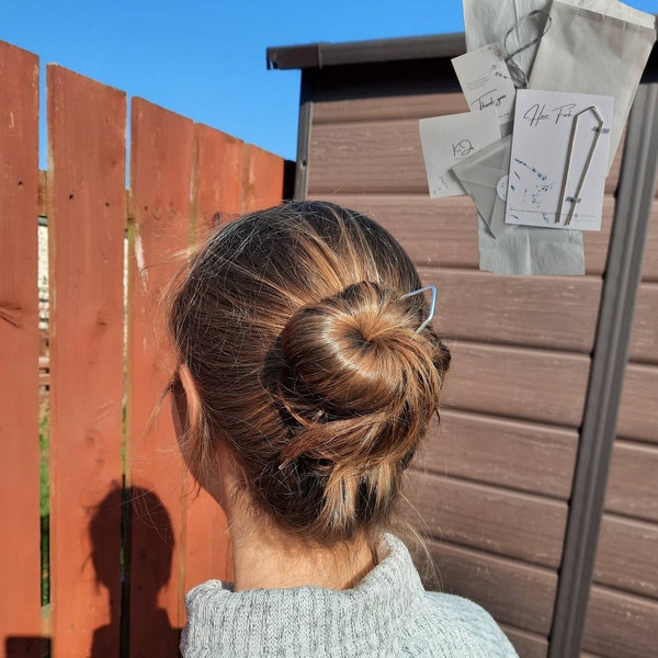 Copper Bun Holder, Wiggle Hair Pin, Hair Bun Cage, Copper Hair ...