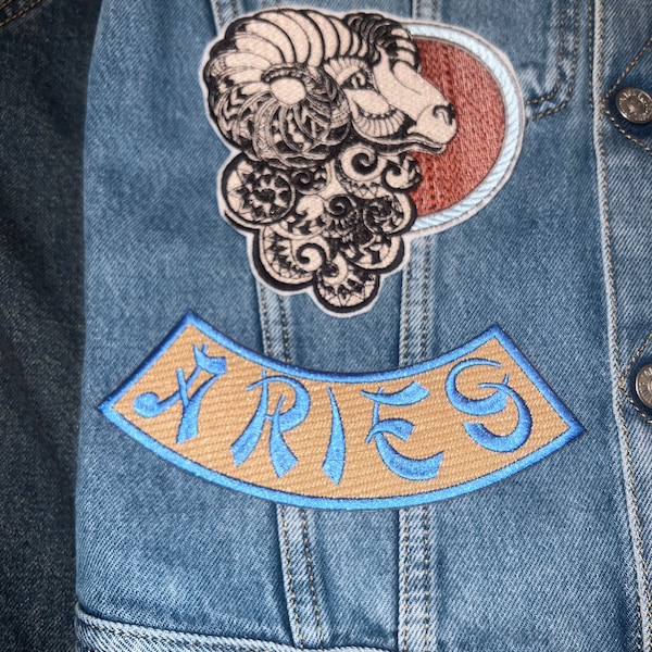 Aries the Ram Embroidered Zodiac Sign Iron on Patch, Iron on Patch ...
