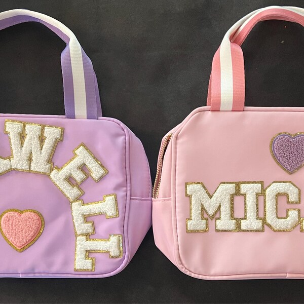 Personalized Lunch Bag Customizable Lunch Box Bag Nylon Chenille ...