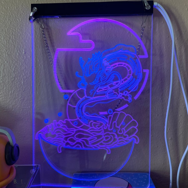 Ramen Dragon Neon Ramen Neon Sign Dual RGB Color Sign Hologram Light ...