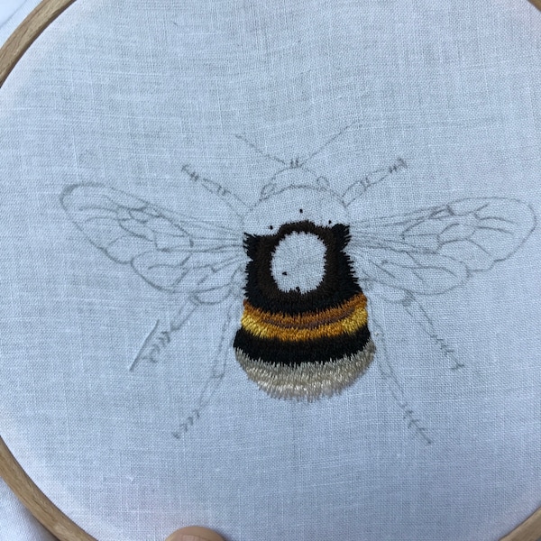 Bee: Hand Embroidery Pattern. Thread Painting Tutorial. PDF Digital ...