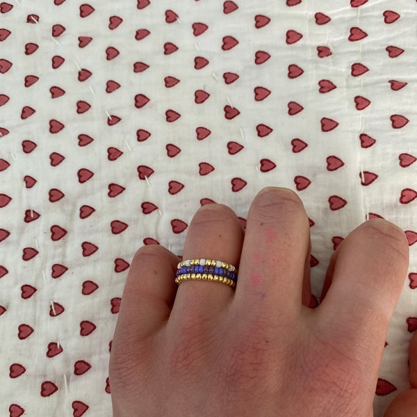 Dainty Flower Beaded Ring, Daisy Chain Ring, Flower Ring, Colorful ...