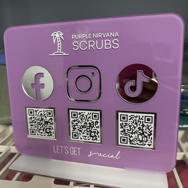 Social Media QR Code Sign, Custom Logo Acrylic Sign, Web Social Media ... Social Media QR Code Sign, Custom Logo Acrylic Sign, Web Social Media ...