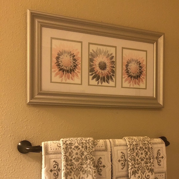 Turquoise Gray Abstract Floral Art, Set of 3, Wall Decor, Canvas or ...