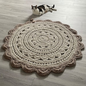 Grey Circle Rug Many Colors, Sizes , Handmade Large Crochet Rug ...