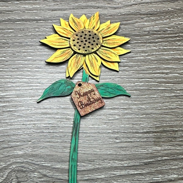 Flower Sunflower Stick With Tag for Laser Cutting in SVG and PDF ...