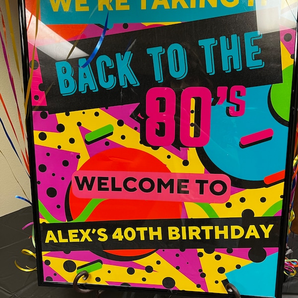 Editable 80s Party Welcome Sign, Back to the 80s, Throwback Party ...