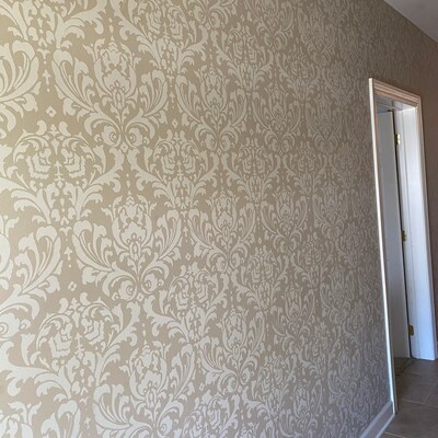 Anna Damask Wall Stencil LARGE WALL STENCILS Instead of Wallpaper Easy ...