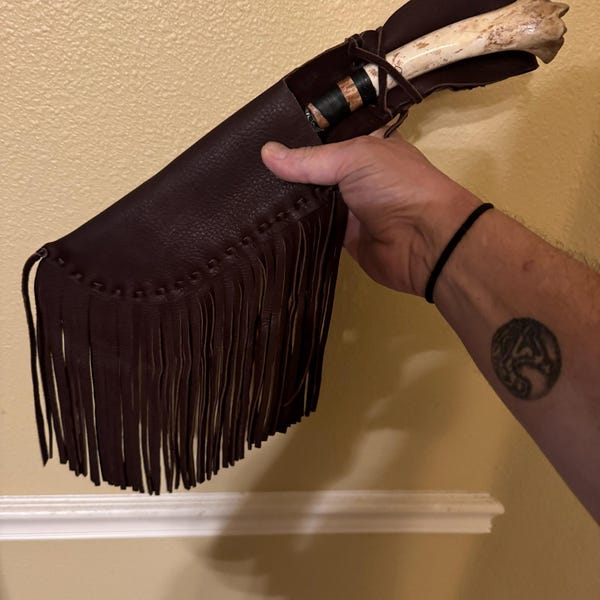 Beaded Deerskin Leather Medicine Pouch, Tribal Necklace Bag, Regalia ...