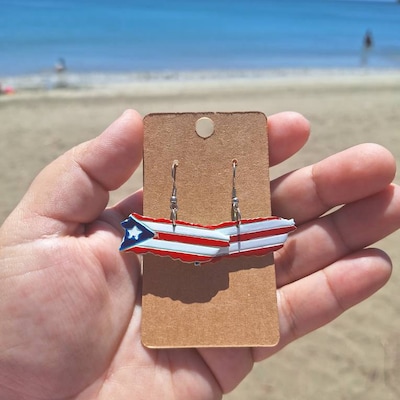 Puerto Rican Flag Earrings, Handmade Polymer Clay Earrings, Puerto Rico ...