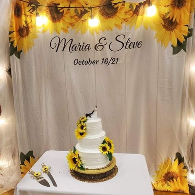 Sunflower Wedding Backdrop / Rustic Engagement Banner / Fall Wedding ...