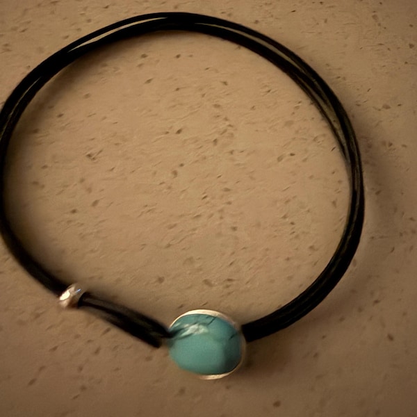 Turquoise Leather Choker Necklace • Silver Couples Necklaces for Women ...
