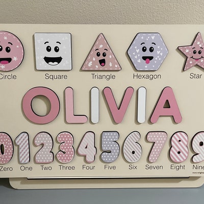 Wooden Personalized Handmade Name Puzzle Custom Busy Board Puzzle Baby ...