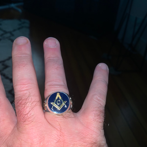 Masonic Ring Blue Lodge Signet Ring Master Mason Freemason Jewelry Gift ...