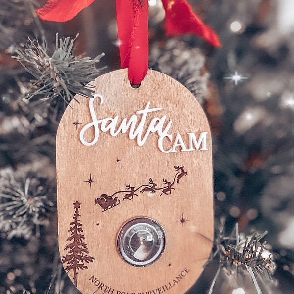 SVG Laser Cut File Santa Cam Ornament | Christmas Tree Ornament ...