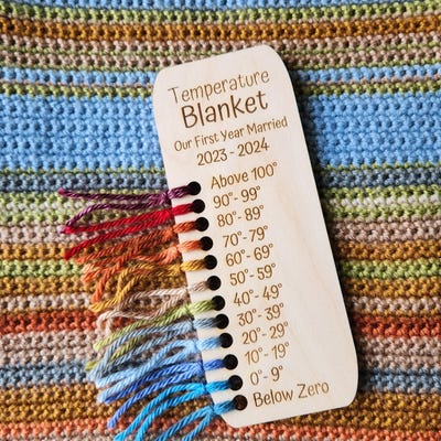 Leather Temperature Blanket Card, Leather Yarn Chart, Sew on ...