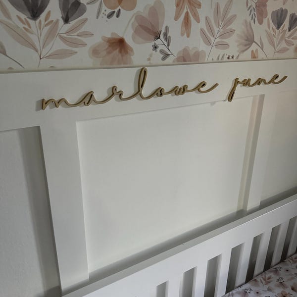 Wood Script Nursery Baby Room Name Laser Cut Sign Cursive First and ...