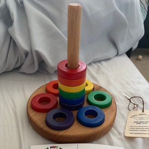 Wooden Ring Stacker Toy Montessori Round Stacker Nesting | Etsy