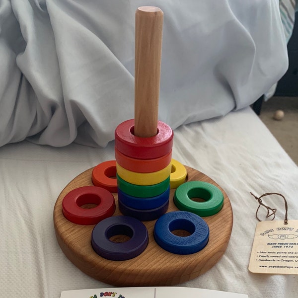 Wooden Ring Stacker Toy - Montessori - Round Stacker - Nesting Toy ...