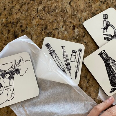 Pharmacist Drink Coasters Gift Set Beaker Microscope Vials Pills ...