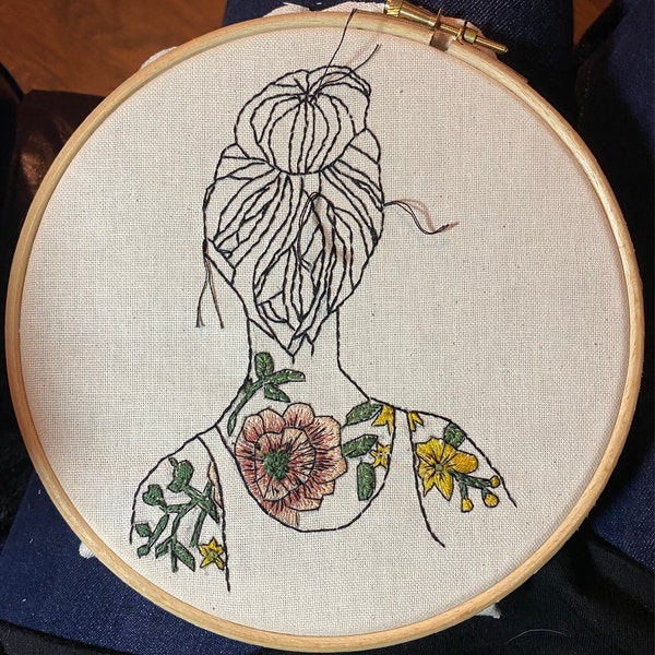 Tattooed Shoulders Modern Embroidery Kit - Etsy