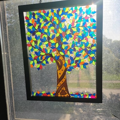 Tree of Love Art 18x22 Love Tree of Life Art Glass Painting Wall Decor ...