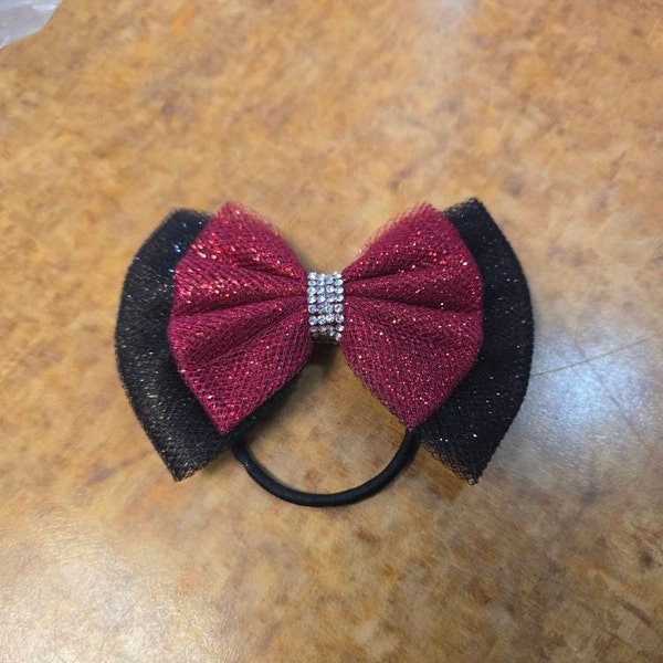 Pink and Green Tulle Hair Bow, Wicked Hair Bow, Defy Gravity, Girls ...