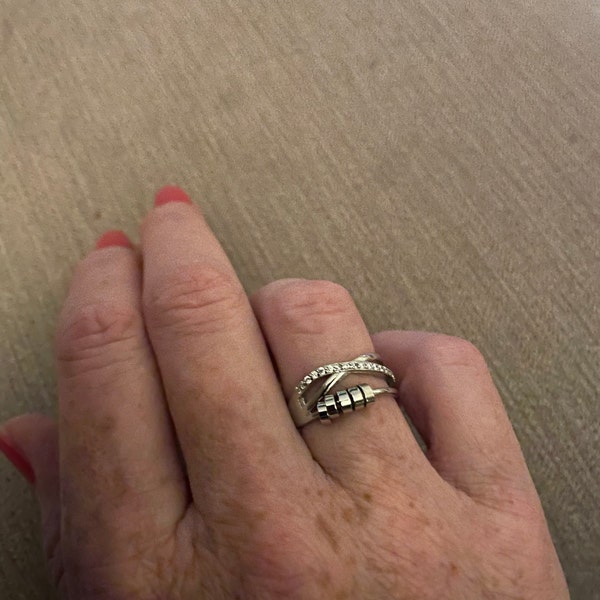 Dainty 925 Sterling Silver Wedding ADHD Fidget Stimming Ring, Anxiety ...