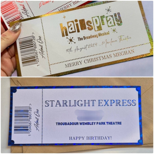 Foil Personalised Gift Ticket | Theatre Show | Theatre | Souvenir ...
