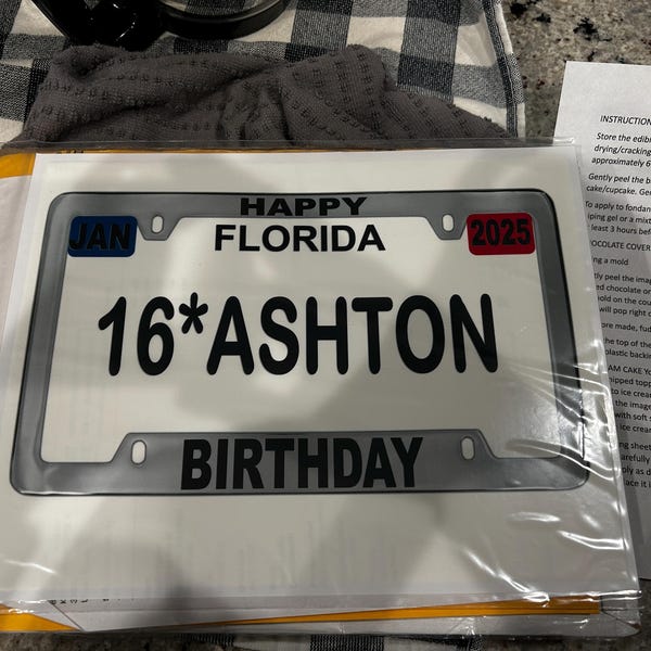 License Plate Edible Cake Topper - Etsy