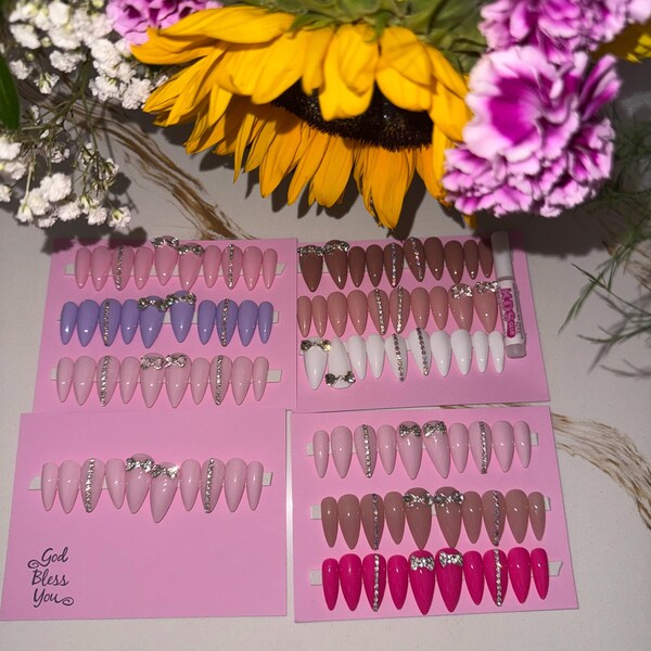 GOLD Beauty- Rhinestone XXL Ballerina Gel Press on Nails | Reusable ...