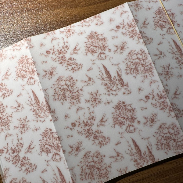 Prefolded Vellum Jacket for 5x7, Floral Vellum Paper, Wedding Invite ...