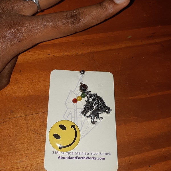 Lion of Judah Belly Ring, Rasta Belly Button Ring, Rastafarian Body ...