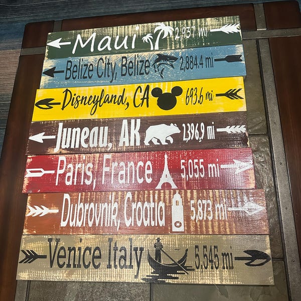 Personalized Hanging Rustic Wood Signs, Directional Arrow Signs ...