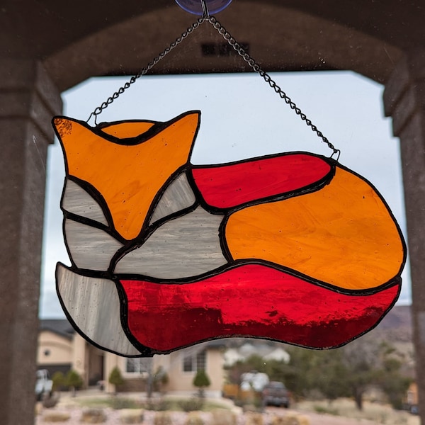 DIGITAL DOWNLOAD Pattern | Sleepy Fox Stained Glass Cute Animal Pattern ...
